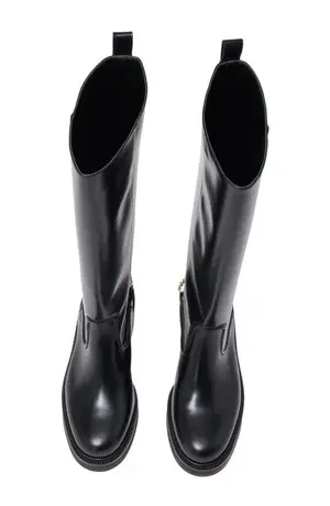 Maje Flat Leather Boots With Chain