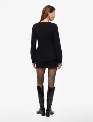 Koton Long Sleeve Wrap Knit Peplum Cardigan