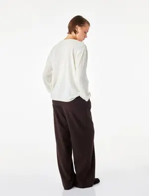 Koton Long-sleeve V-neck Oversized Knit Sweater With Lace