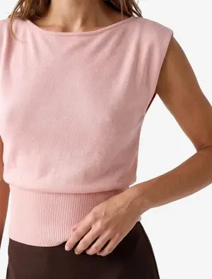 Koton Round Neck Sleeveless Knit Sweater With Ribbed Waistband