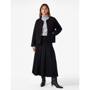 Koton Long Sleeve Crew Neck Quilted Jacket - Black