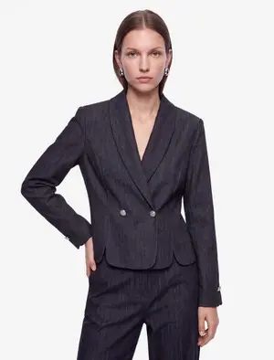 Koton Long Sleeve Notched Lapel Cropped Blazer