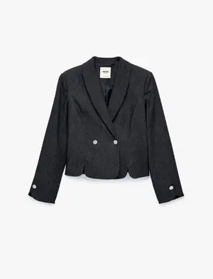 Koton Long Sleeve Notched Lapel Cropped Blazer