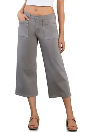 HINT OF BLU Utility Crop Wide Leg Jeans - Ultimate Gray