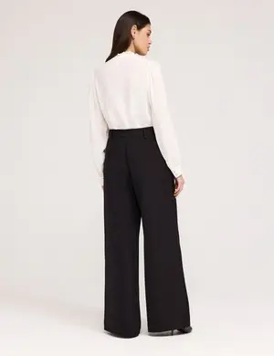 FINERY LONDON Addie Short Twill Wide Leg Pants