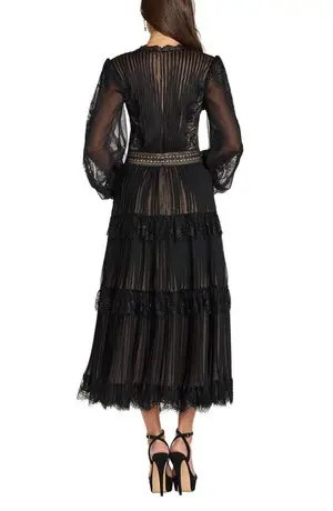 Tadashi Shoji V-neck Lace Midi Dress