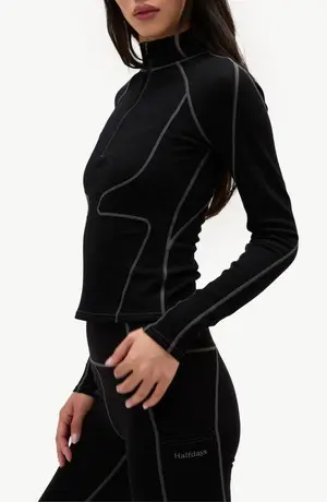 HALFDAYS Fay Merino Wool Blend Quarter Zip Top
