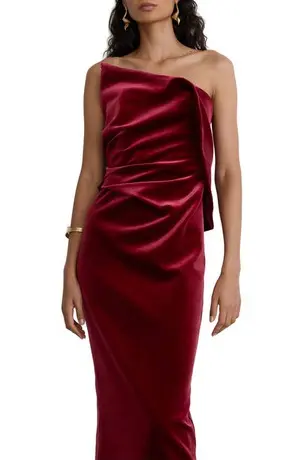 REISS Dasha Velvet One-shoulder Midi Dress