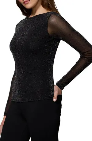 Sanctuary Sparkle Mesh Sleeve Top