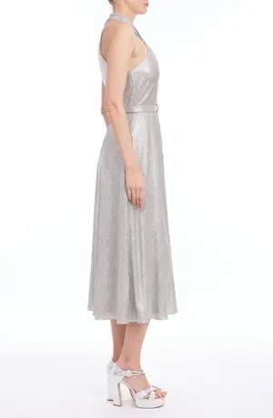 Badgley Mischka Twist Halter Midi Dress