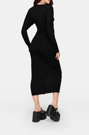 DISTURBIA Vanthe Zip Front Jersey Midi Dress