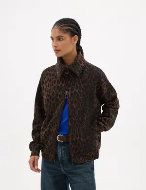HUSH Leopard Print Double Zip Sweatshirt - Soft Leopard