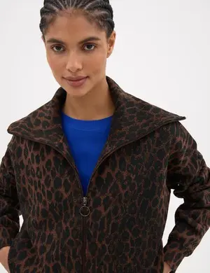 HUSH Leopard Print Double Zip Sweatshirt