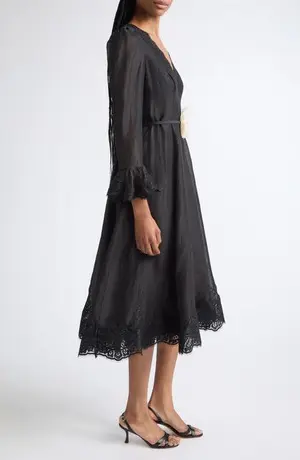 Zimmermann Clash Linen & Silk Midi Dress