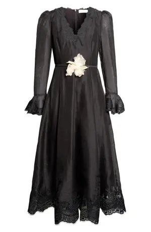 Zimmermann Clash Linen & Silk Midi Dress