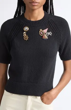 Zimmermann Clash Embellished Knit Tee