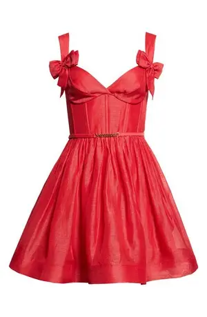 Zimmermann Bow Linen & Silk Minidress