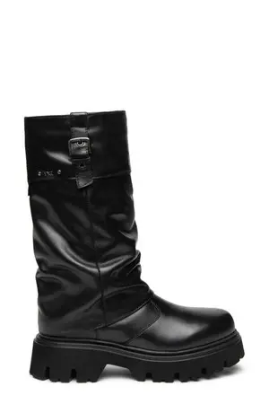 NEROGIARDINI Lug Sole Cuffed Leather Boot