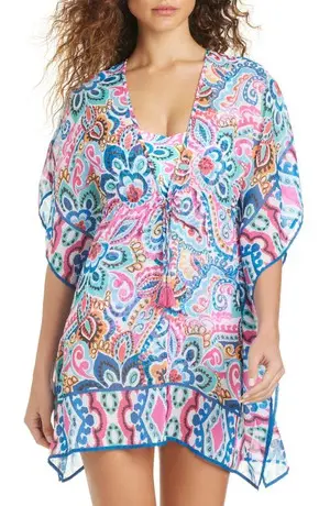 BEYOND CONTROL Print V-neck Caftan Cover-up - Multi