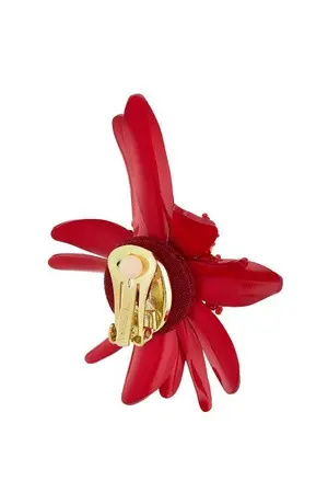 Oscar De La Renta Large Resin Flower Clip-on Earrings