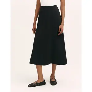 FINERY LONDON Mae Ponte Jersey A-line Midi Skirt - Black