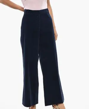 QL2 QUELLEDUE Melody Ribbed-velour Wide-leg Trousers