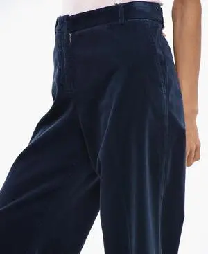 QL2 QUELLEDUE Melody Ribbed-velour Wide-leg Trousers