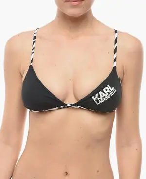 Karl Lagerfeld Triangle Bikini Top With Animal-print Details