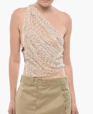 Dsquared2 Sequin-embellished One-shoulder Top