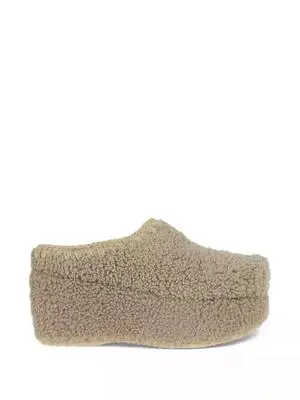 Mou Shearling-effect Crochet-trim Mules - Grey