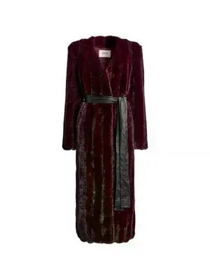 DUCIE Olivia Belted Faux-fur Coat - Red