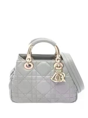 Dior 2000-2026 Small Embossed Calfskin Cannage Lady 95.22 Bag Satchel - Grey