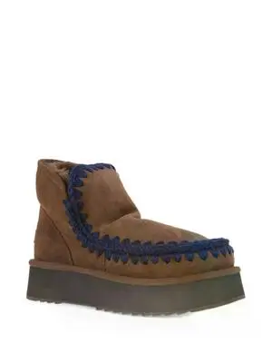 Mou Mini Eskimo Crochet-trim Platform Ankle Boots - Brown