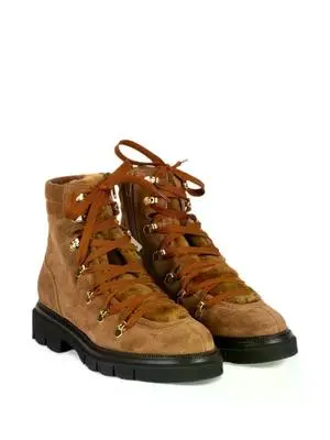 LUCA GROSSI Shearling-lined Lace-up Boots - Brown