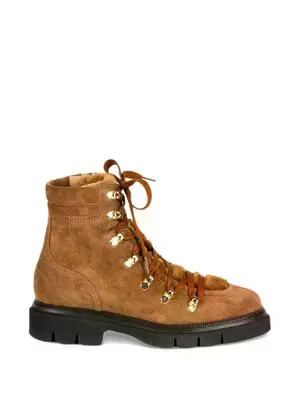 LUCA GROSSI Shearling-lined Lace-up Boots - Brown