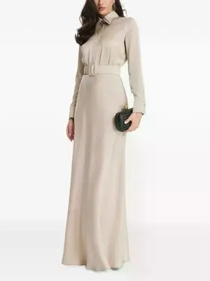 IL VOLO Kate Belted Silk Maxi Dress - Neutrals