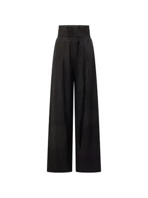 MOMS PANTS Signature Pleated Palazzo Pants - Black