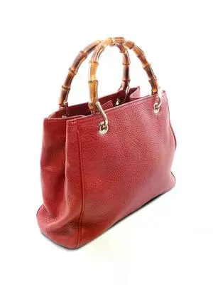 Gucci 2000-2015 Small Calfskin Bamboo Shopper Satchel - Red