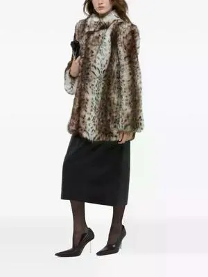 DUCIE Sylvia High-collar Faux-fur Coat - Brown