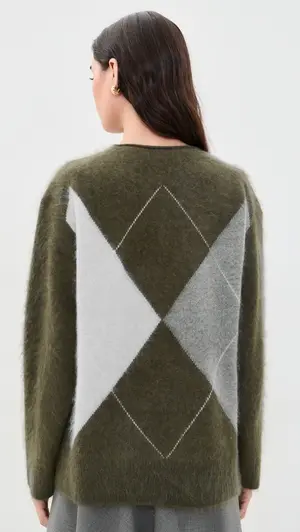 Theory Airy Brushed Argyle Pullover