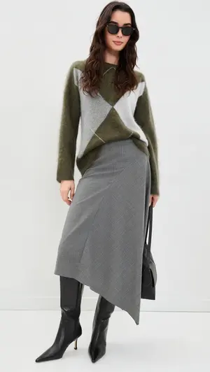 Theory Airy Brushed Argyle Pullover