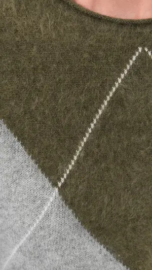 Theory Airy Brushed Argyle Pullover