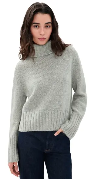 Jenni Kayne Cropped Cashmere Jet Turtleneck Sweater