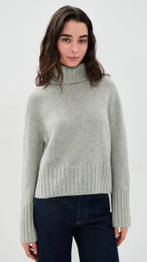 Jenni Kayne Cropped Cashmere Jet Turtleneck Sweater