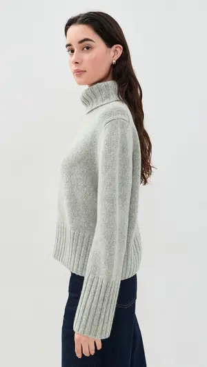 Jenni Kayne Cropped Cashmere Jet Turtleneck Sweater