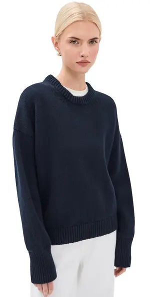 Daughter Sora Slouch Wool Crew Sweater - Navy
