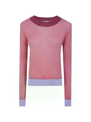 IN BED WITH YOU Colour-block Fine-knit Sweater - Pink
