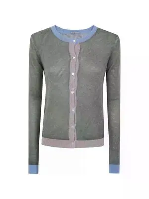 IN BED WITH YOU Colour-block Button-up Cardigan - Green