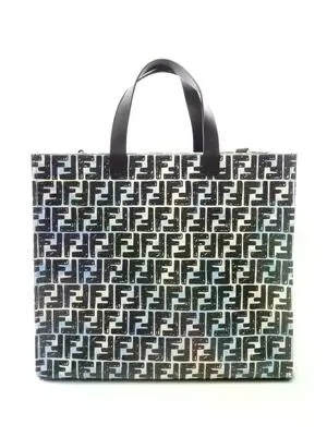 Fendi 2010-2026 Joshua Vides Zucca Coated Canvas Cloudy Shopper Satchel - Blue