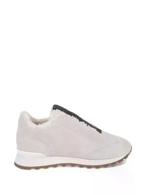 Brunello Cucinelli Monili-embellished Shearling-lined Sneakers - Grey